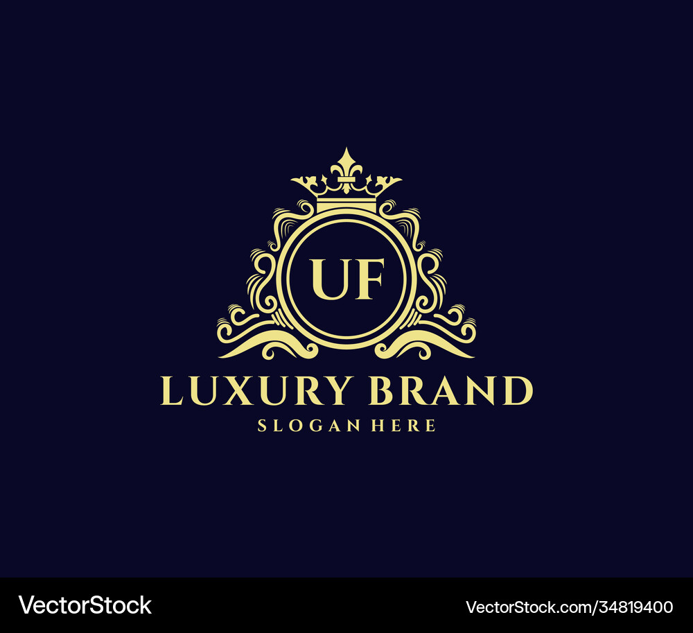 Uf initial letter gold calligraphic feminine Vector Image