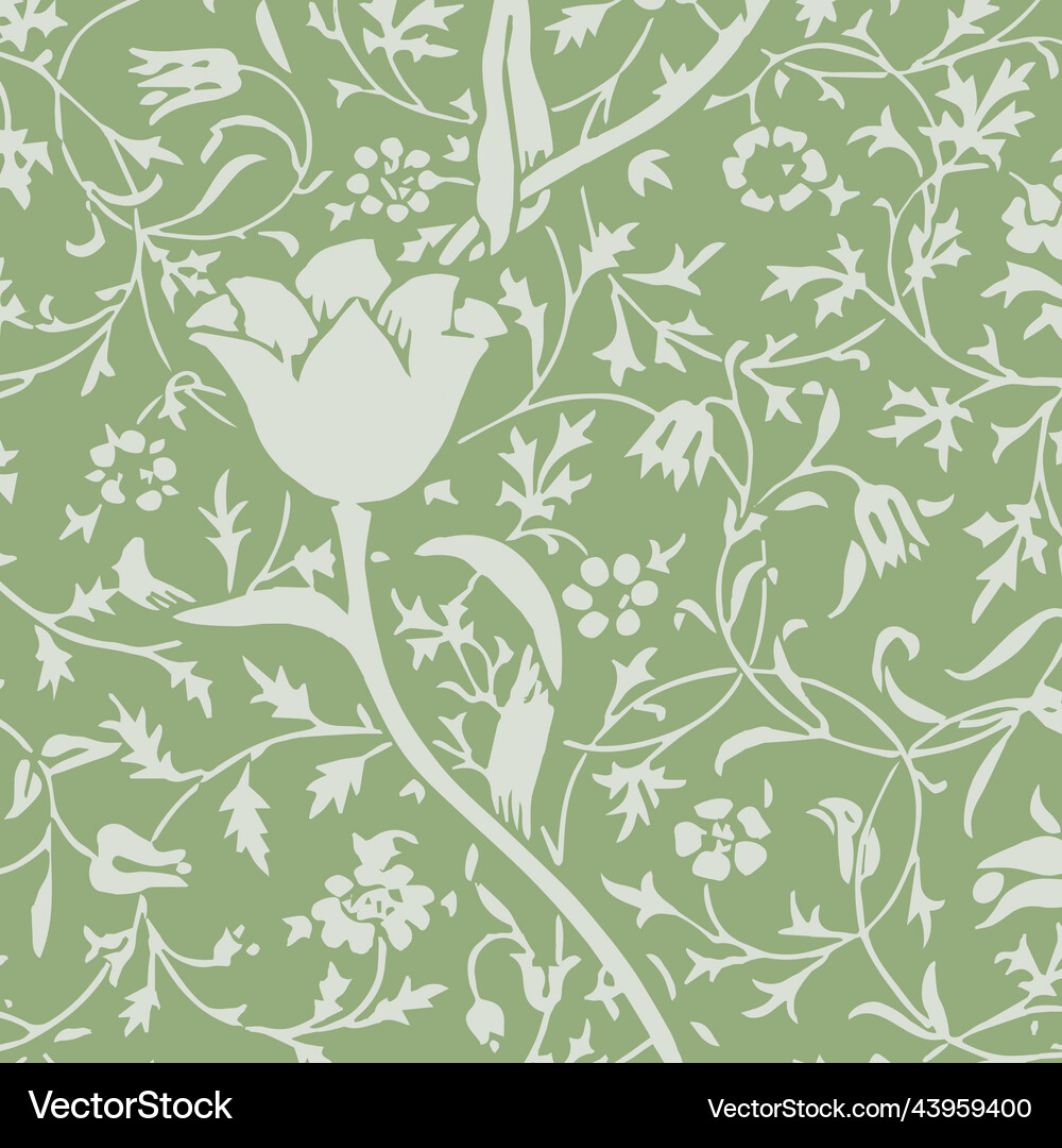 Vintage green floral ornament seamless pattern Vector Image