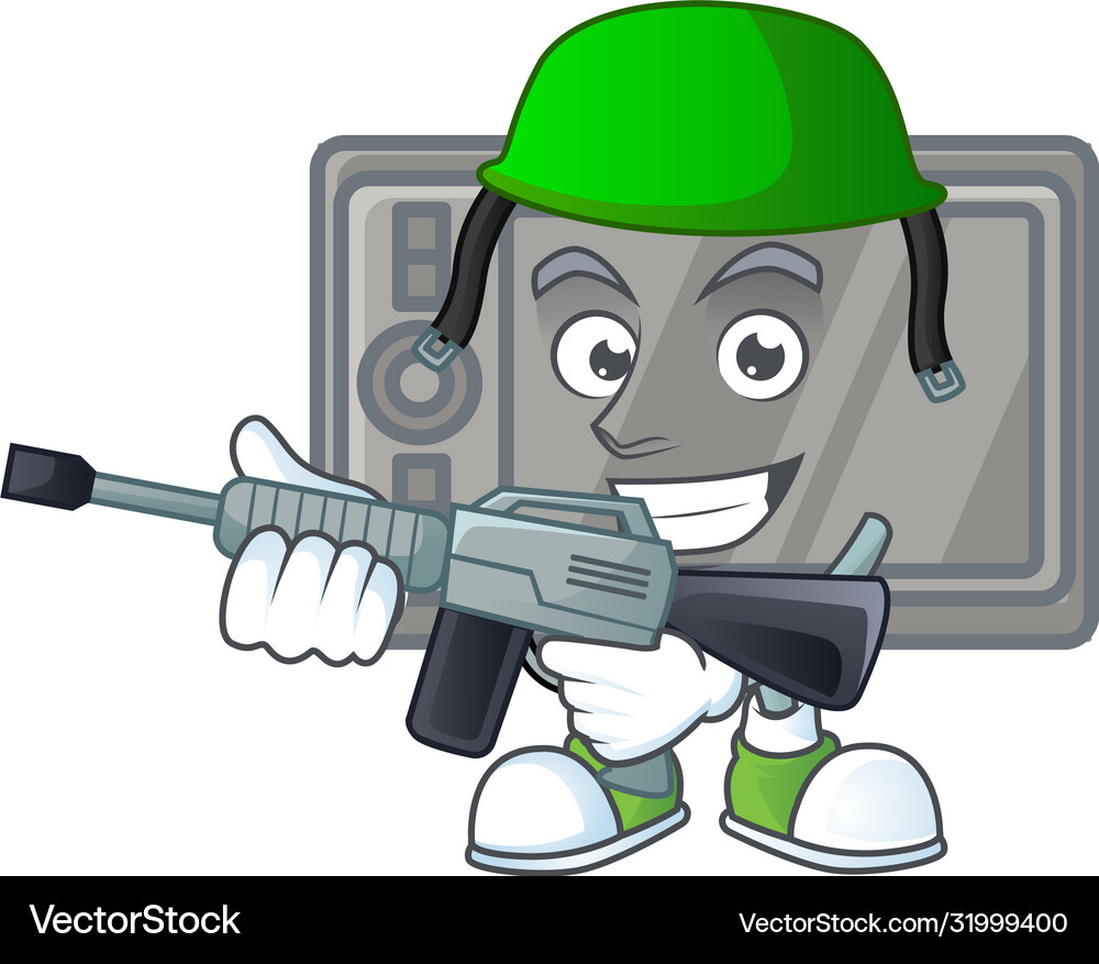 Wacom in an army uniform with machine gun Vector Image