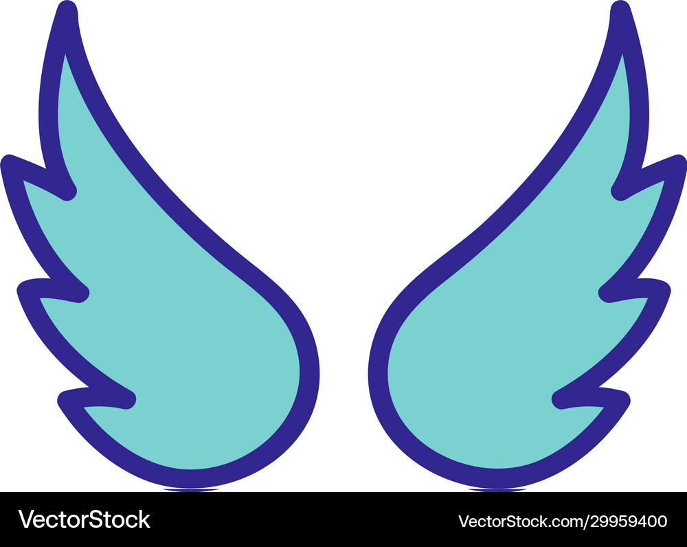 Wings angel icon isolated contour Royalty Free Vector Image
