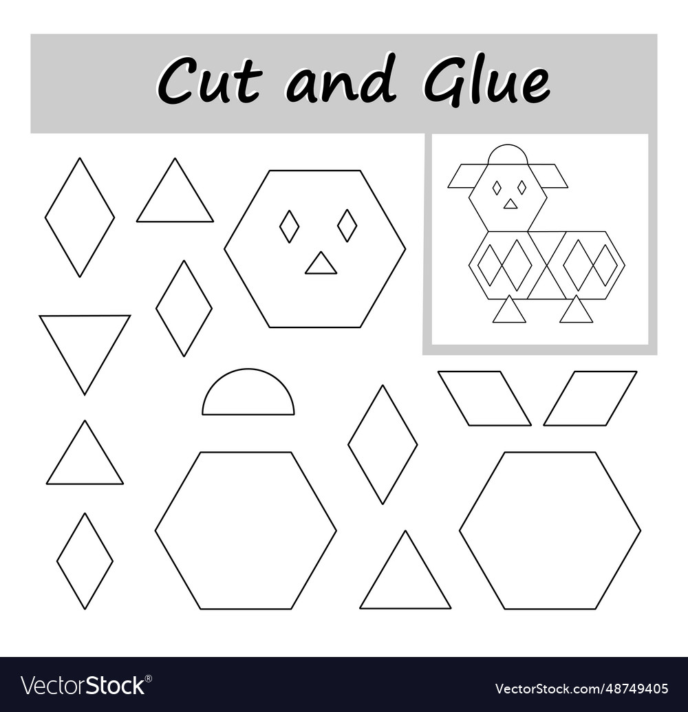 Color cut parts of the image and glue on paper Vector Image