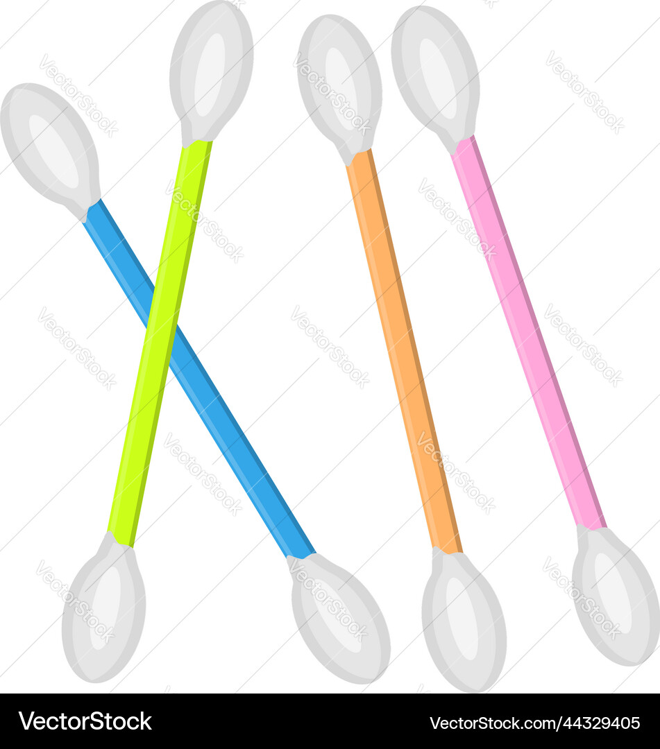 Colorful cotton earbuds on a white background Vector Image
