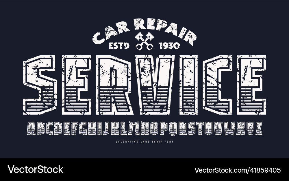 Decorative sans serif font with striped decor Vector Image