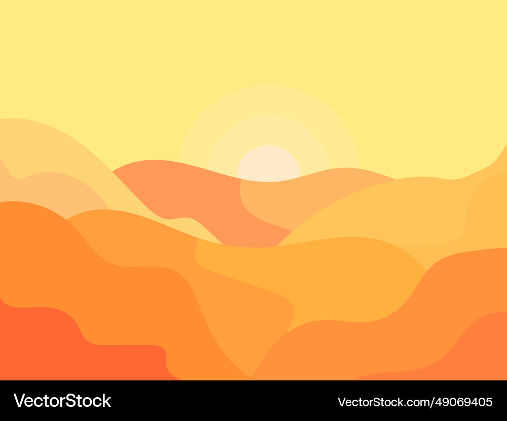Desert landscape with dunes and sun Royalty Free Vector