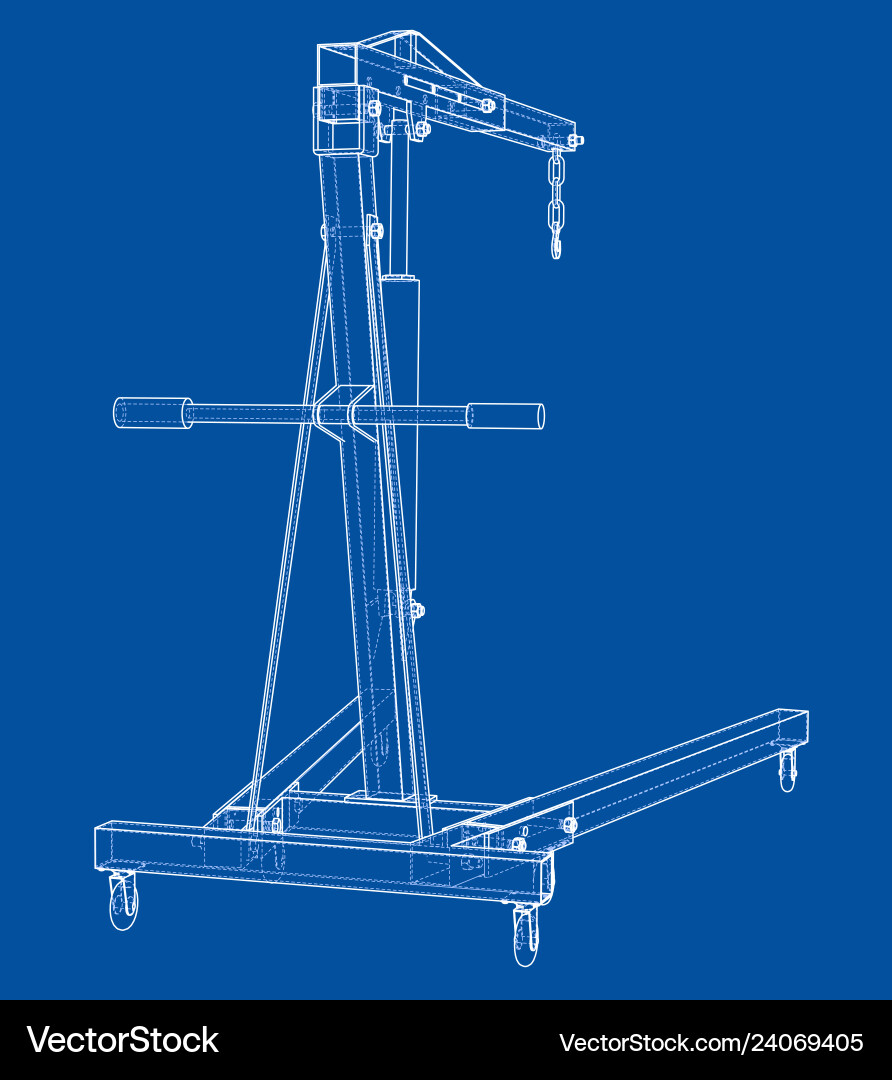 Engine hoist outline rendering of 3d Royalty Free Vector