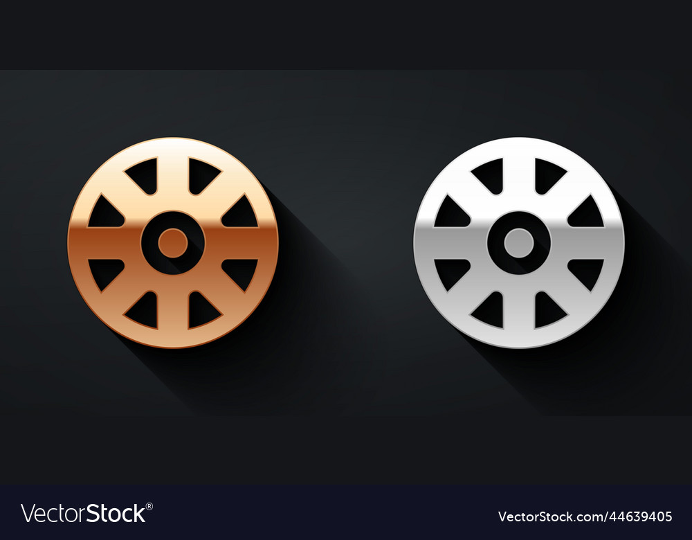 Gold and silver alloy wheel for car icon isolated Vector Image
