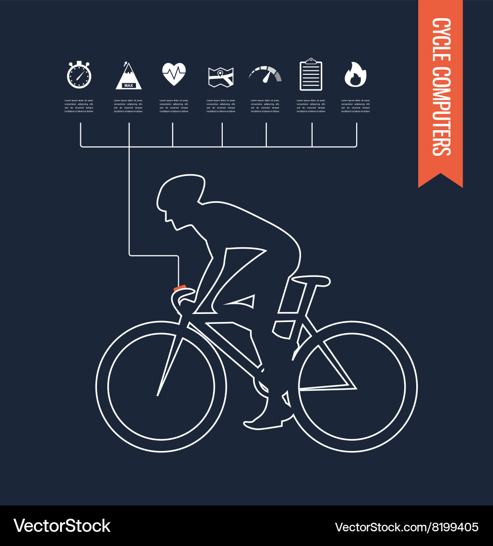 Gps computers and apps for bike cycling Royalty Free Vector