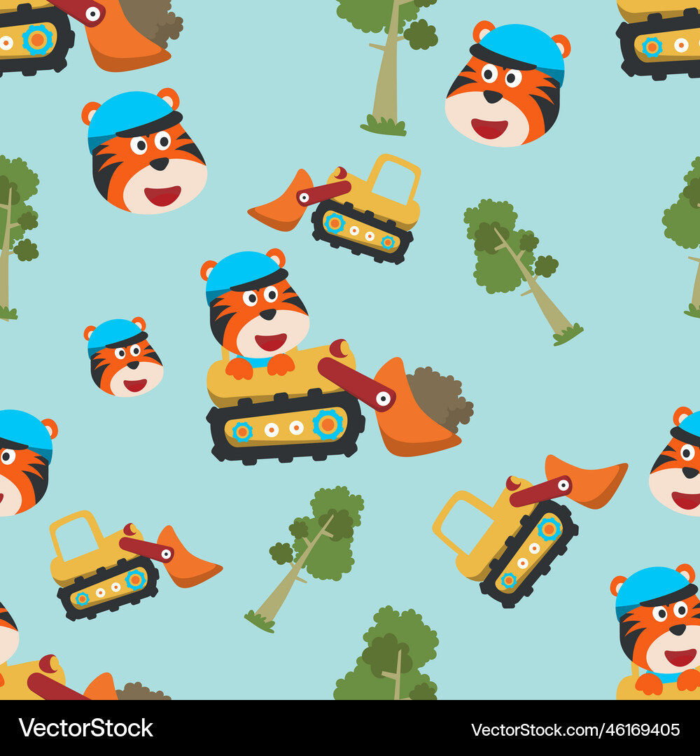 Hand drawing tractor and animal worker print Vector Image