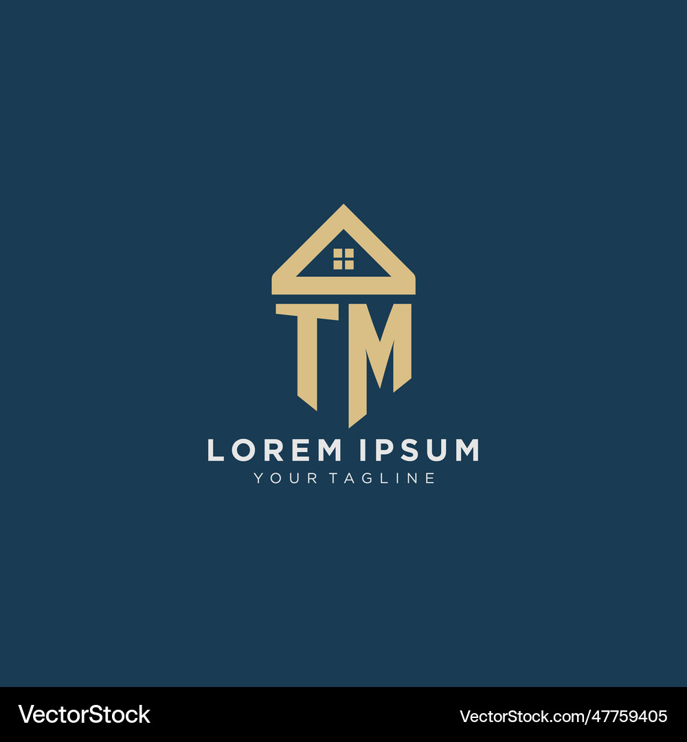 Initial letter tm with simple house roof creative Vector Image