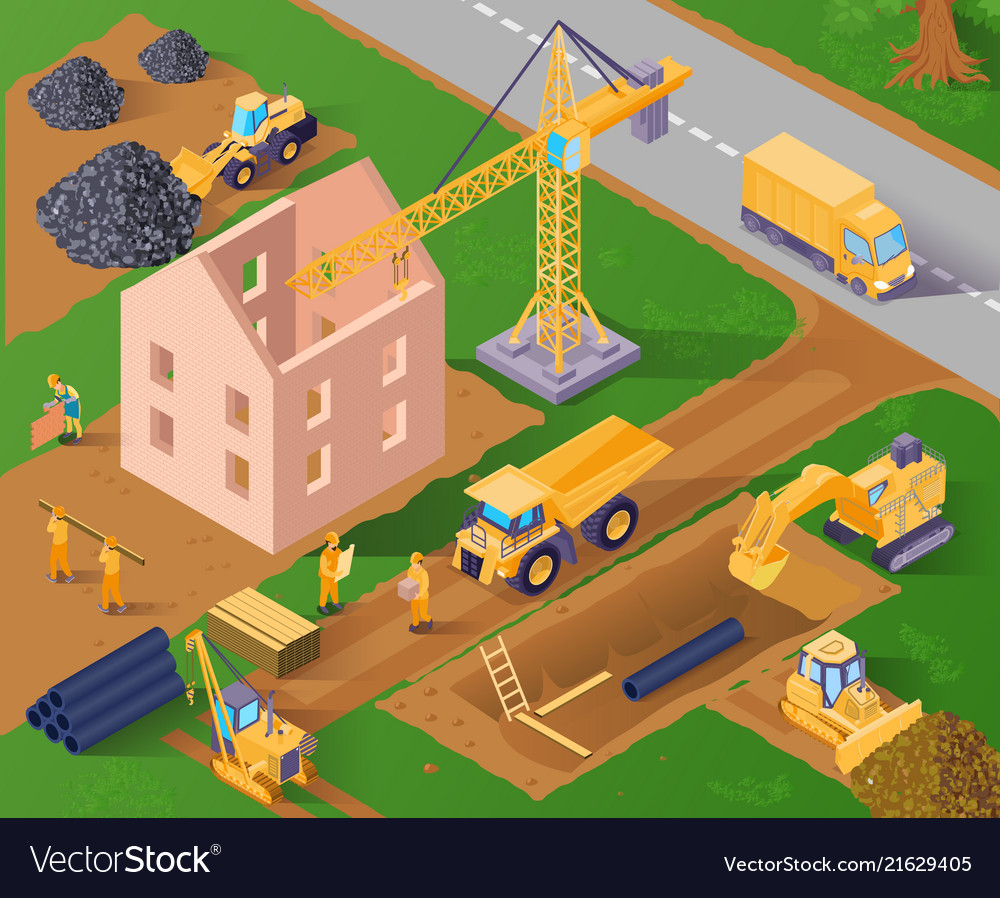 Isometric construction Royalty Free Vector Image