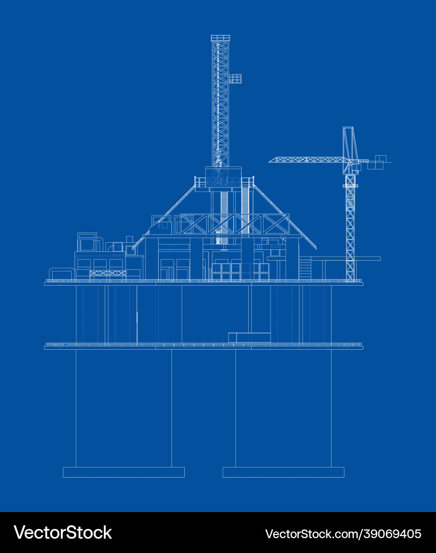 Offshore oil rig rendering of 3d Royalty Free Vector Image