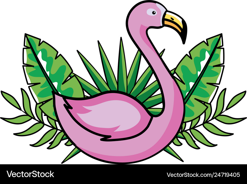 Pink flamingo cartoon Royalty Free Vector Image