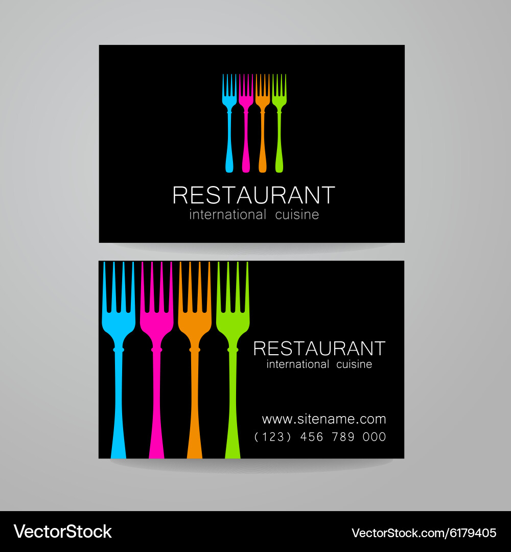 Restaurant logo business card template Royalty Free Vector