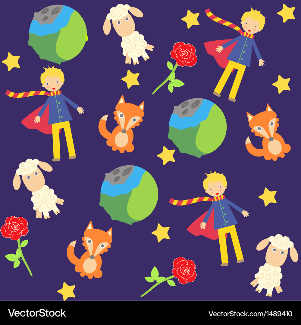 Background with the little prince characters Vector Image