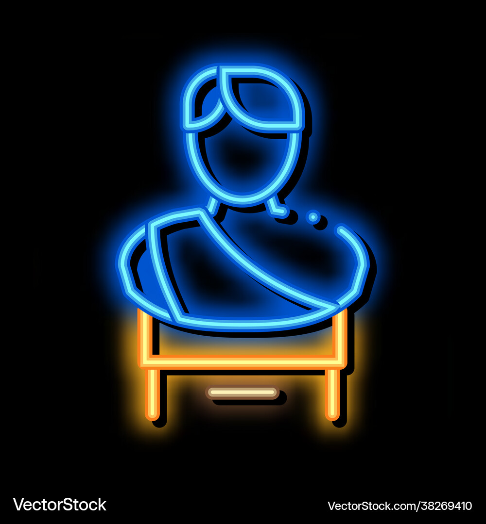 Bust greek emperor neon glow icon Royalty Free Vector Image