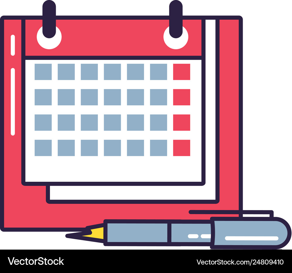 Calendar reminder date with pen Royalty Free Vector Image