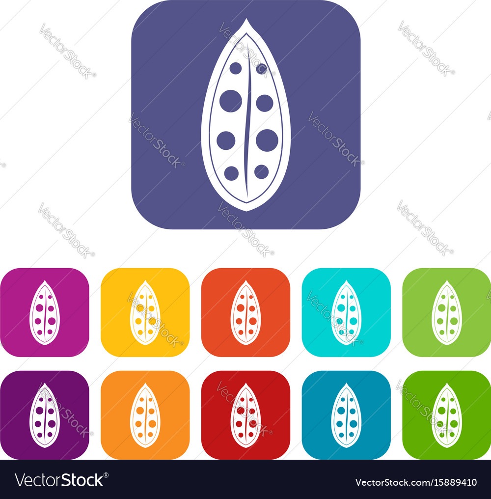 Cocoa pod icons set flat Royalty Free Vector Image Cocoa pod icons set flat Royalty Free Vector Image