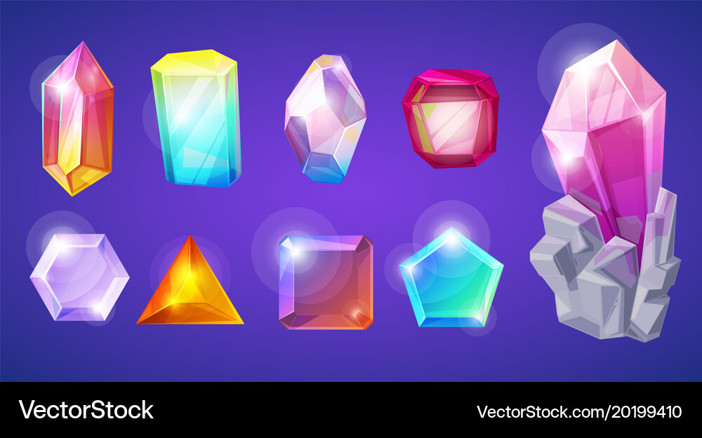 Crystal stone crystalline gem and precious Vector Image