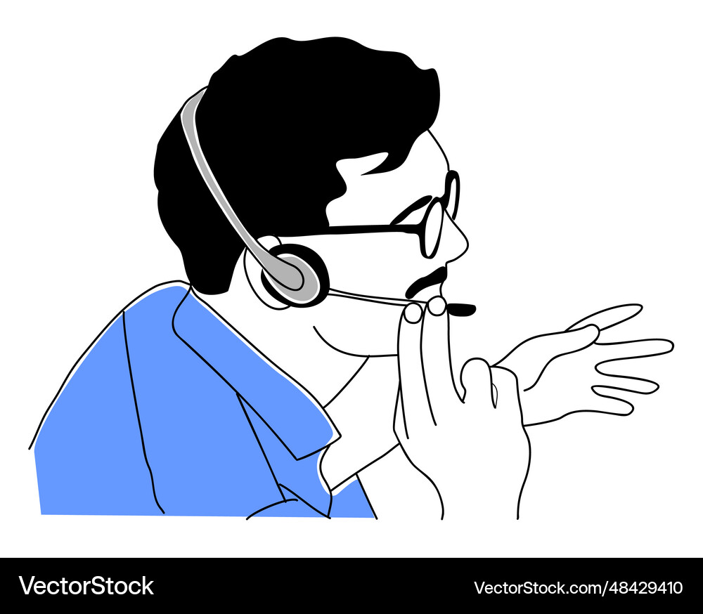 Customer service call center assistant art Vector Image