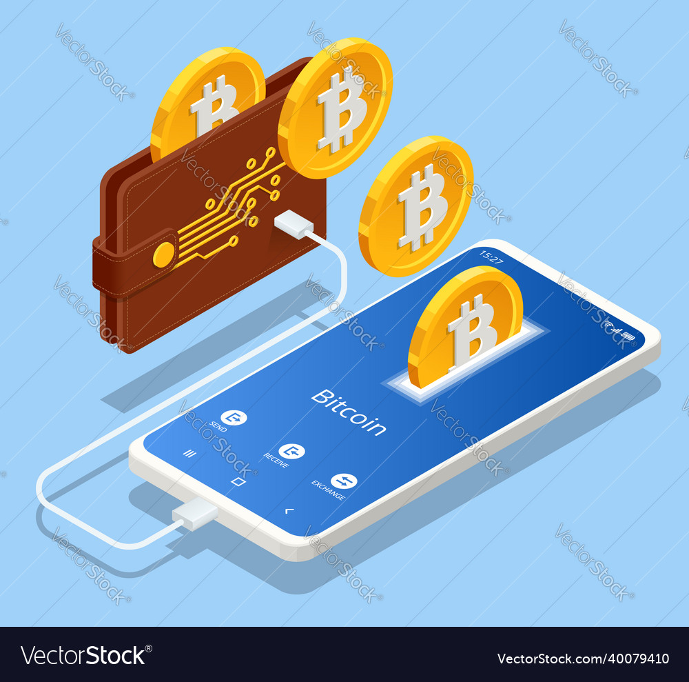 Isometric digital wallet technology Royalty Free Vector