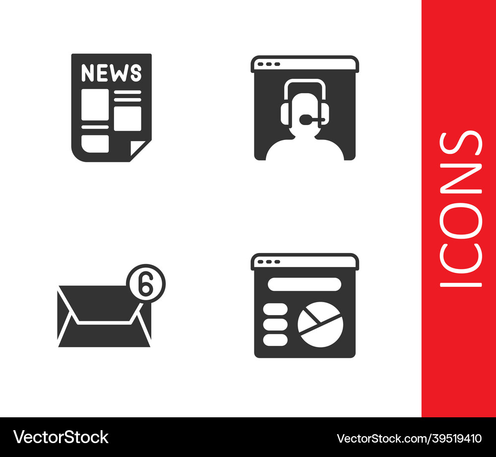 Set pie chart infographic news mail and e-mail Vector Image