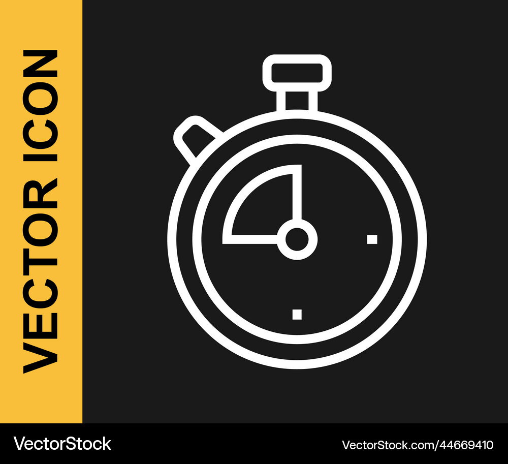 White line stopwatch icon isolated on black Vector Image