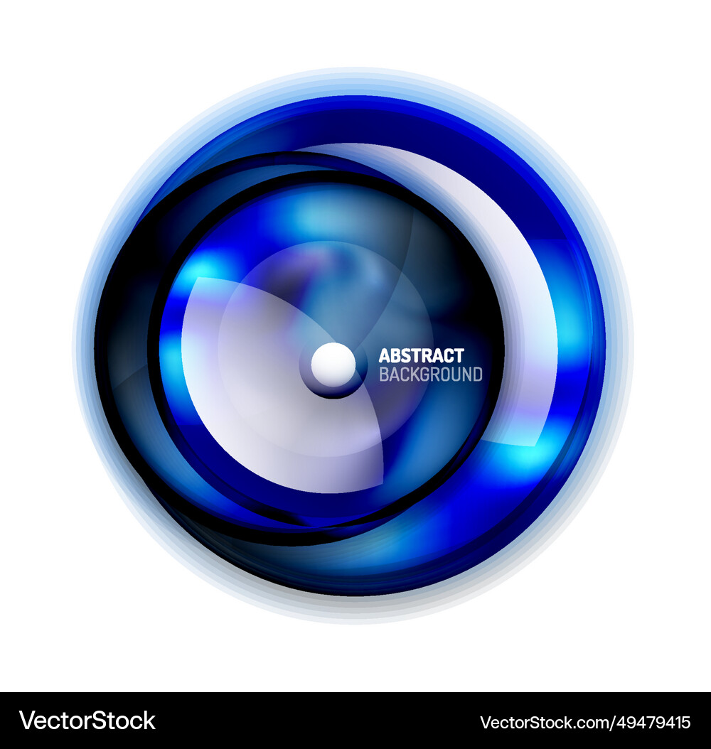 Abstract blue glass circle banner template Vector Image