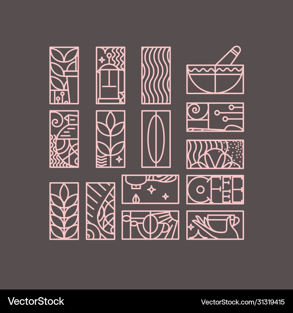 Art deco coffee signs brown Royalty Free Vector Image