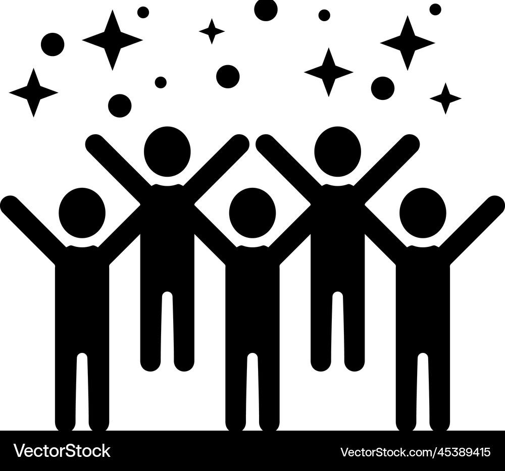 Celebrating crowd friends icon black graphics Vector Image