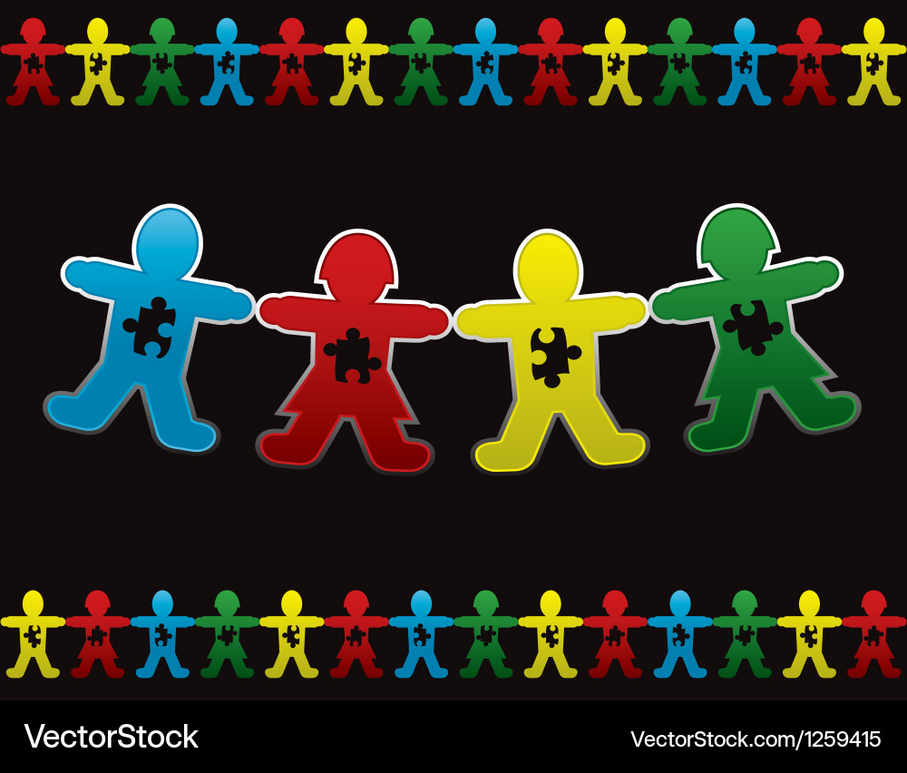 Child autism paper dolls background Royalty Free Vector