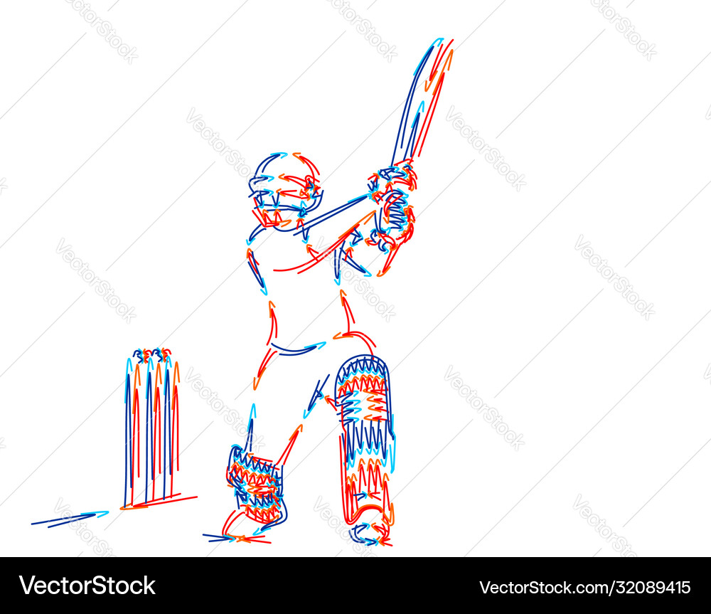 Concept batsman playing cricket - championship Vector Image