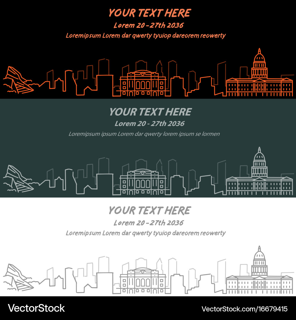 Denver event banner hand drawn skyline Royalty Free Vector