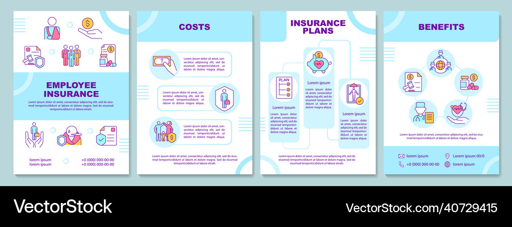 Employee insurance brochure template Royalty Free Vector