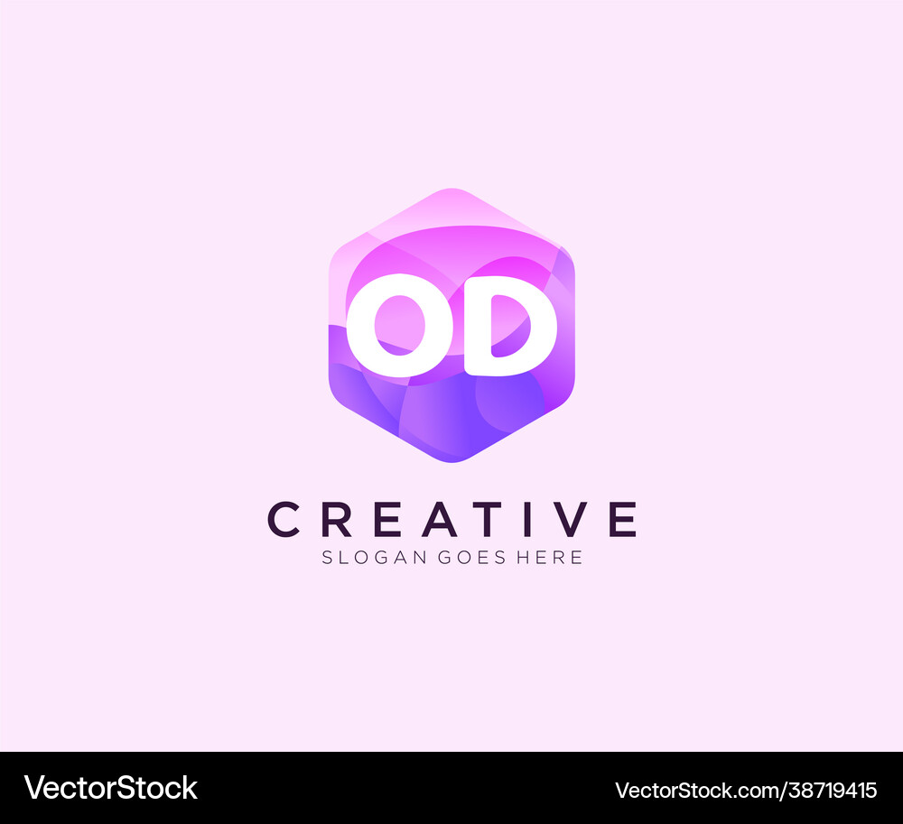 Od initial logo with colorful hexagon modern Vector Image