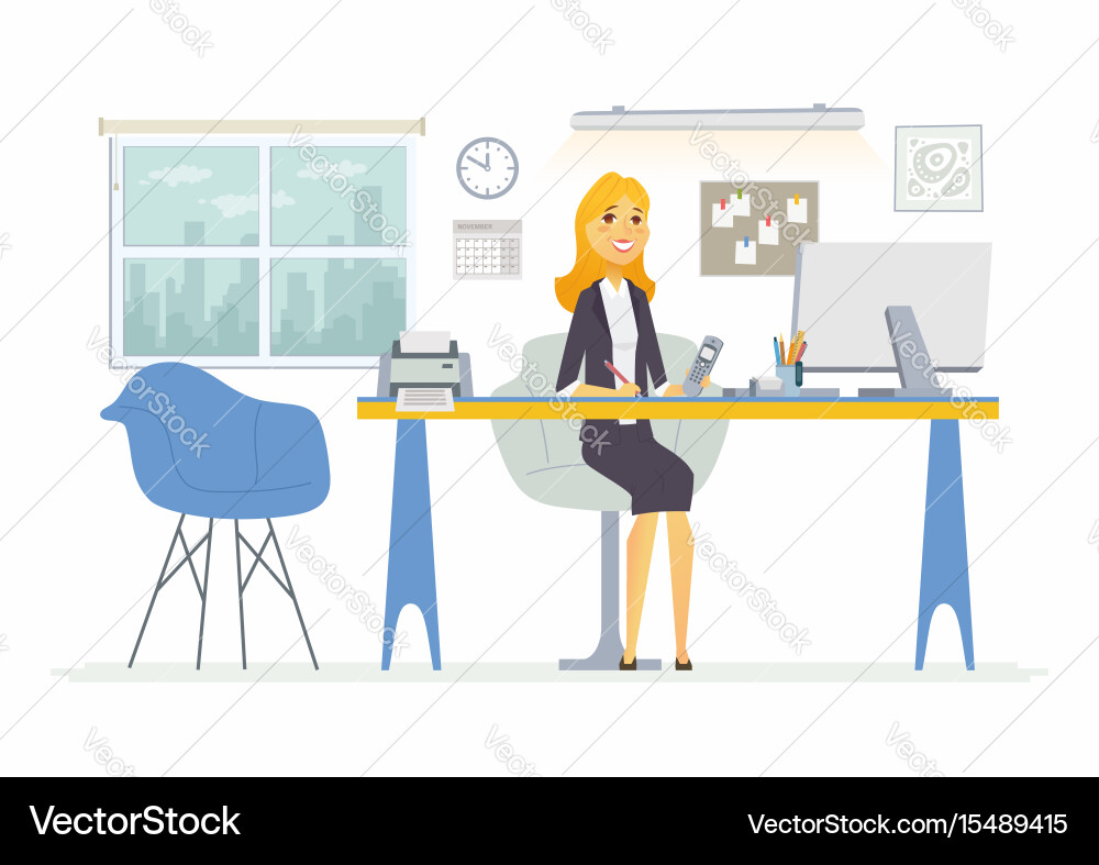 Office woman - modern flat Royalty Free Vector Image