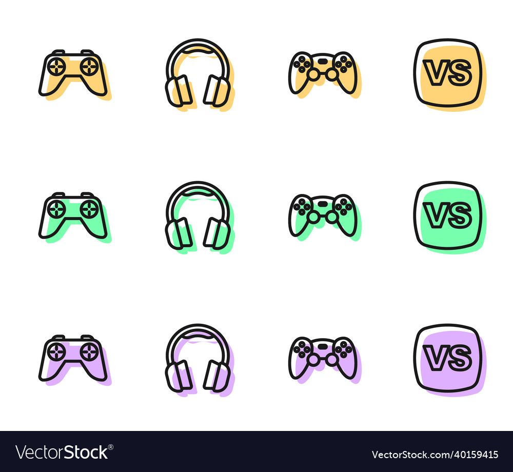 Set line game controller or joystick headphones Vector Image