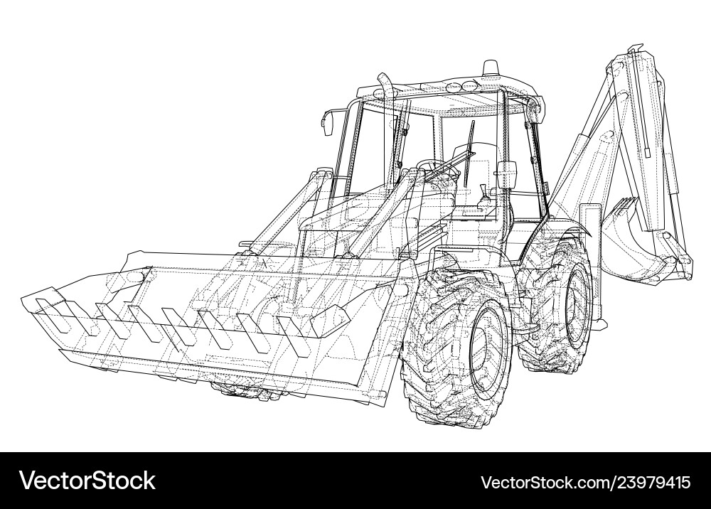 Sketch of loading shovel with back actor Vector Image