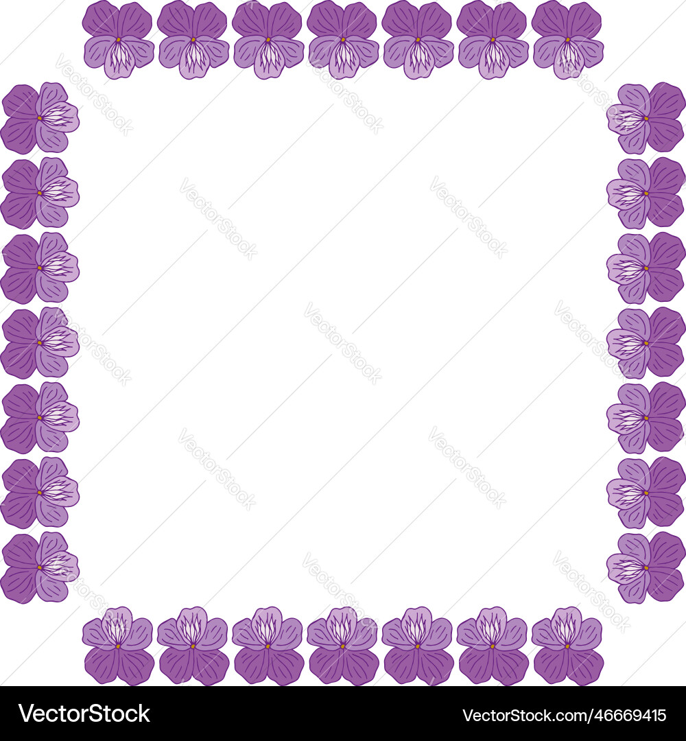 Square frame with forest viola on a white Vector Image