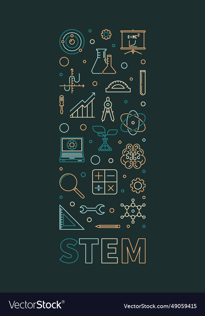 Stem concept vertical creative linear banner Vector Image