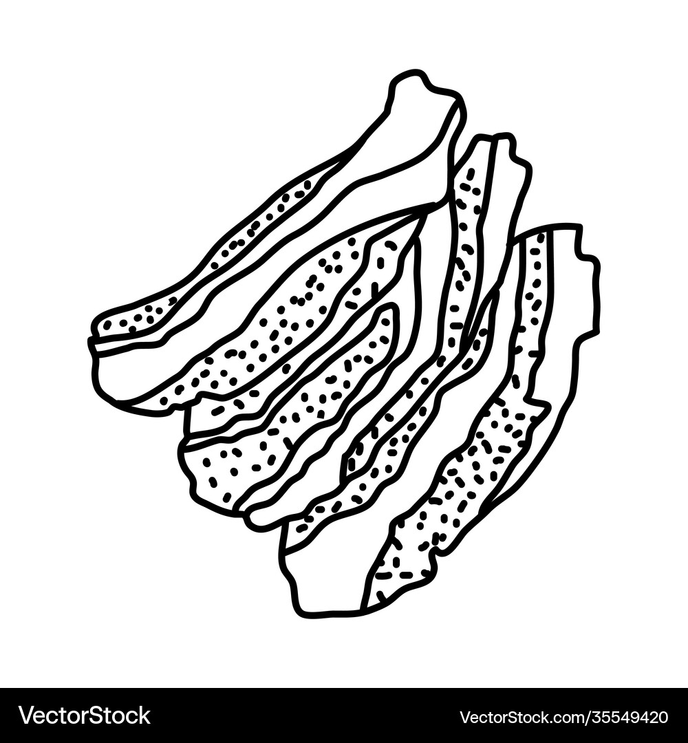 Bacon icon doodle hand drawn or outline style Vector Image