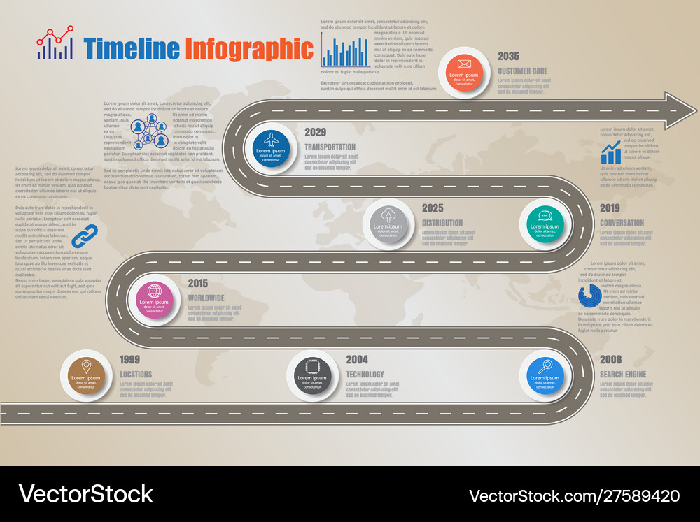 Business road map timeline infographic Royalty Free Vector