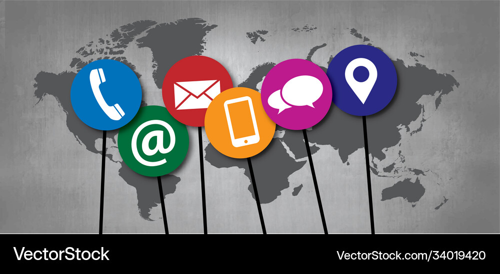 Contact us or call social media network Royalty Free Vector