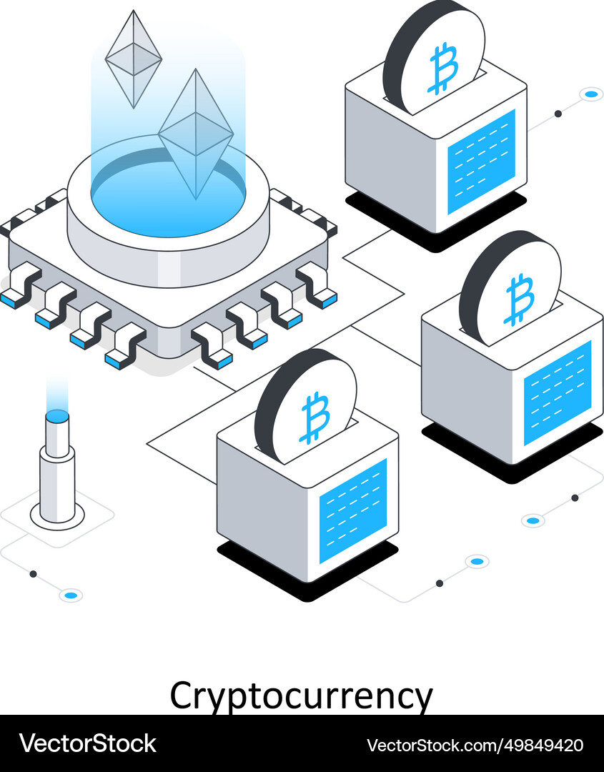 Cryptocurrency isometric stock eps f Royalty Free Vector