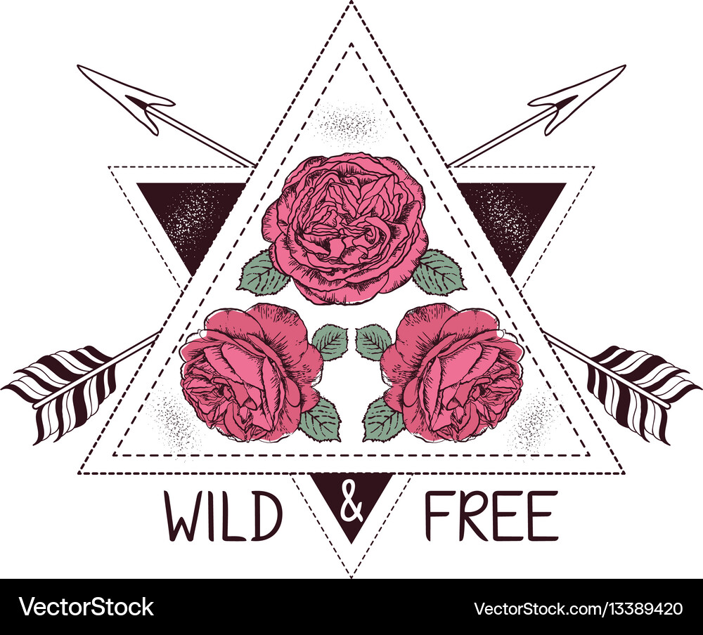 Hand drawn boho style design with rose flower Vector Image