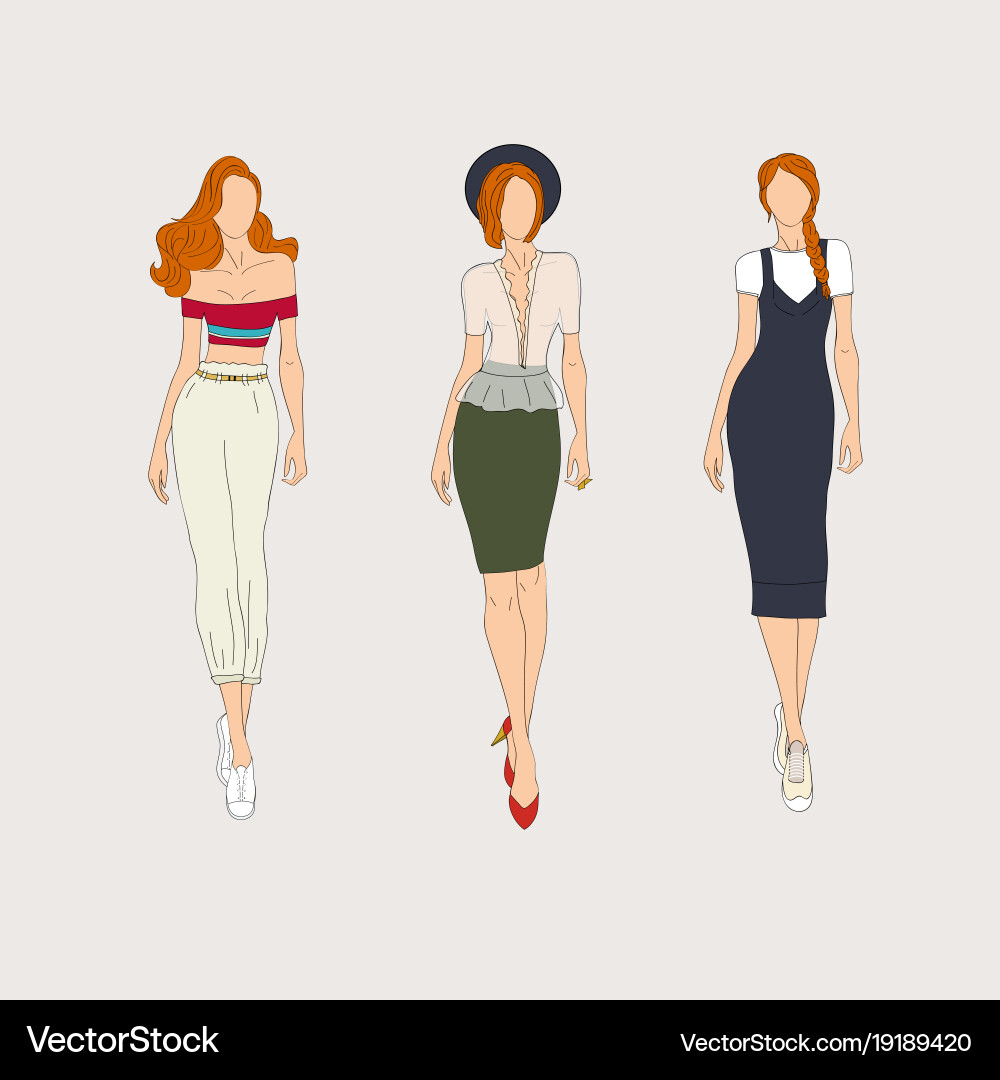 Hand drawn fashion models concept Royalty Free Vector Image
