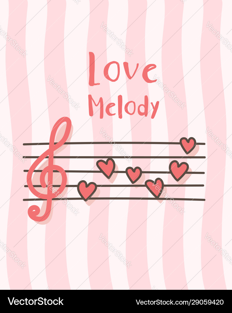 Happy valentines day with music notes red Vector Image