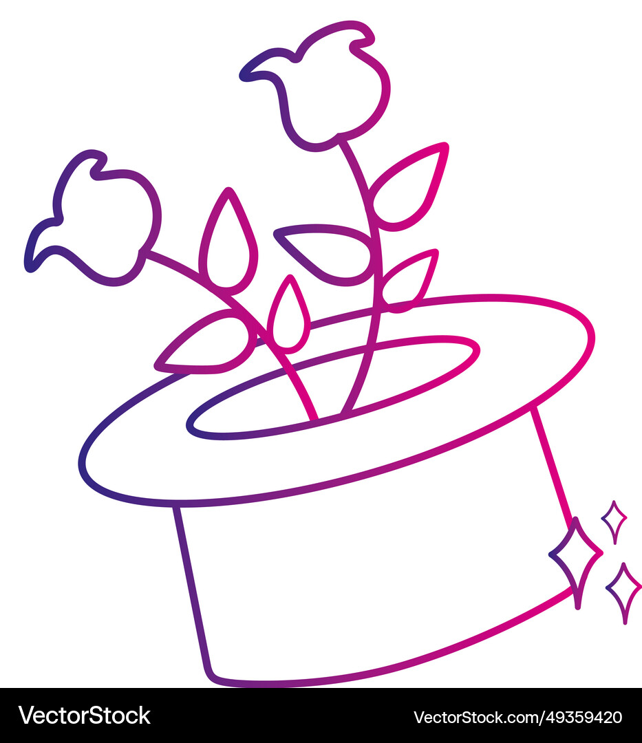 Isolated magician hat with flowers magic icon Vector Image