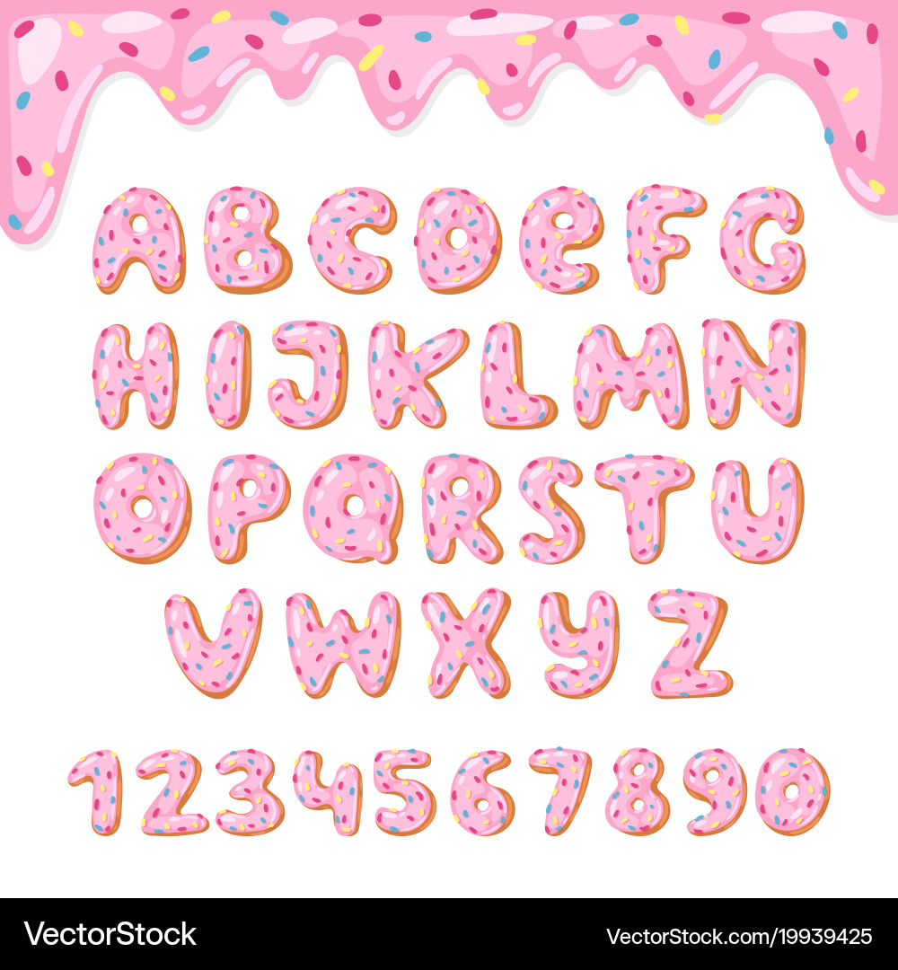 Alphabet donut kids alphabetical doughnuts Vector Image
