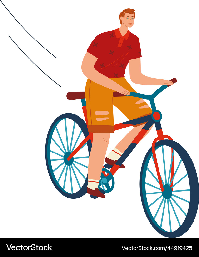 Bicycle riding together young healthy Royalty Free Vector