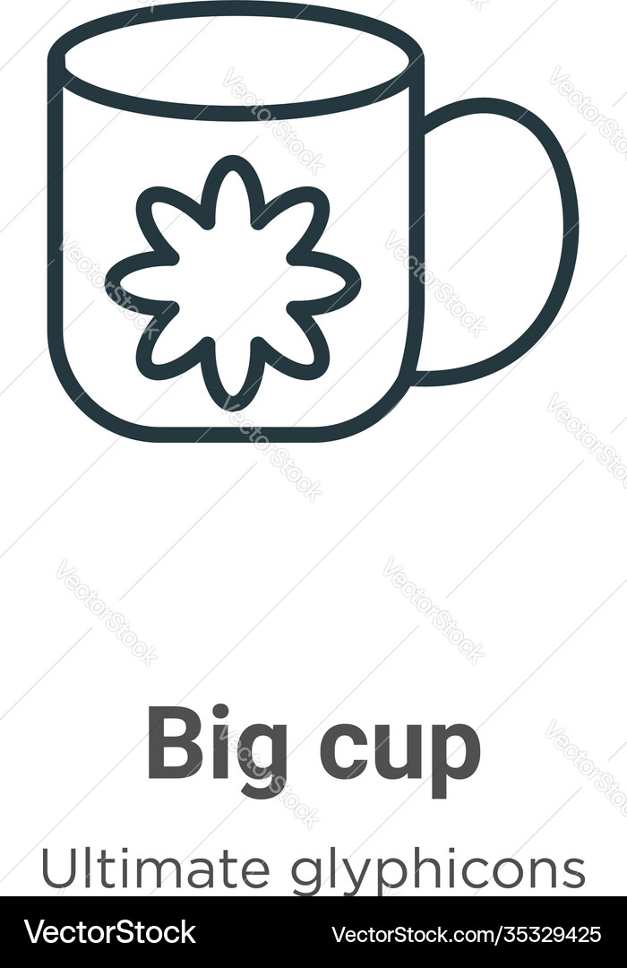 Big cup outline icon thin line black cup icon Vector Image